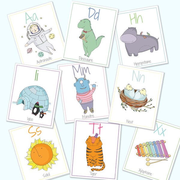 French Abc Flash Cards - Etsy