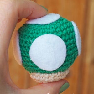 Crocheted Nintendo Super Mario Mushroom 100% Cotton, Mini Amigurumi ...