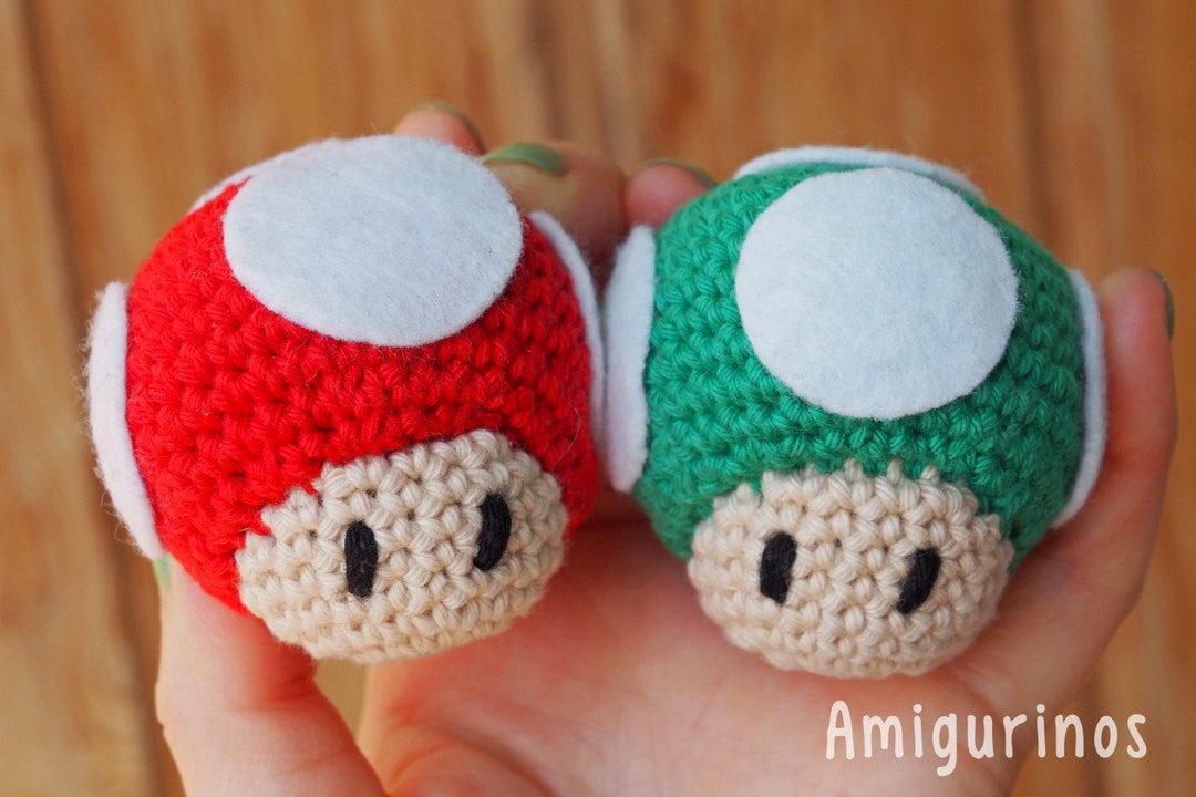 Crocheted Nintendo Super Mario Mushroom 100% Cotton, Mini Amigurumi ...