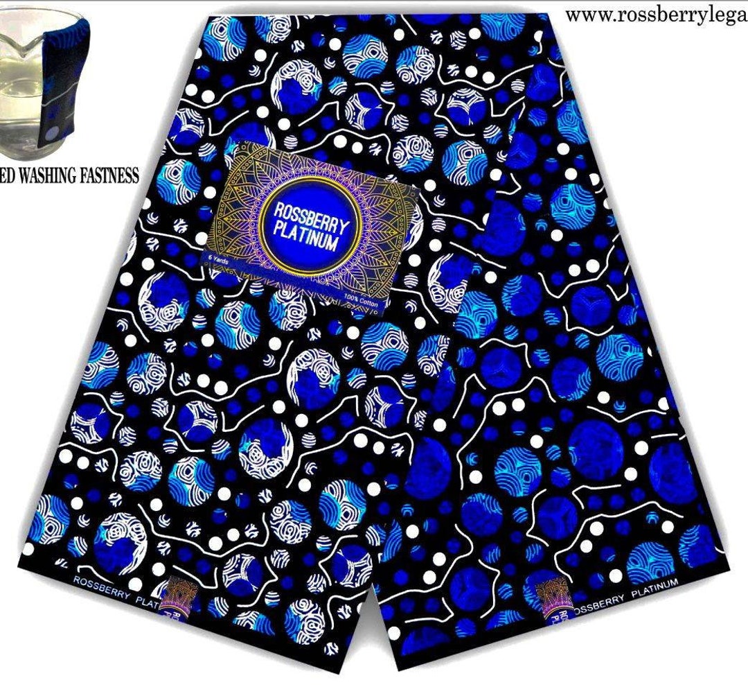 African Blue Cotton Fabric - Etsy