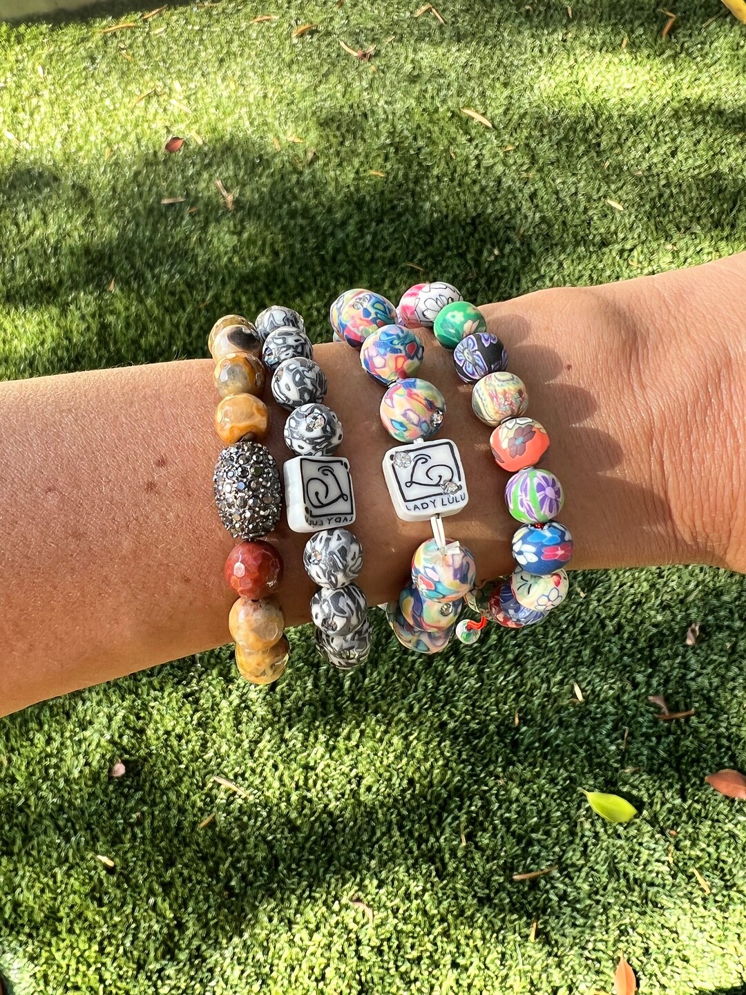 Hand-painted Multi Colored Bracelet, Hand-painted Beaded Bracelet, Hand ...