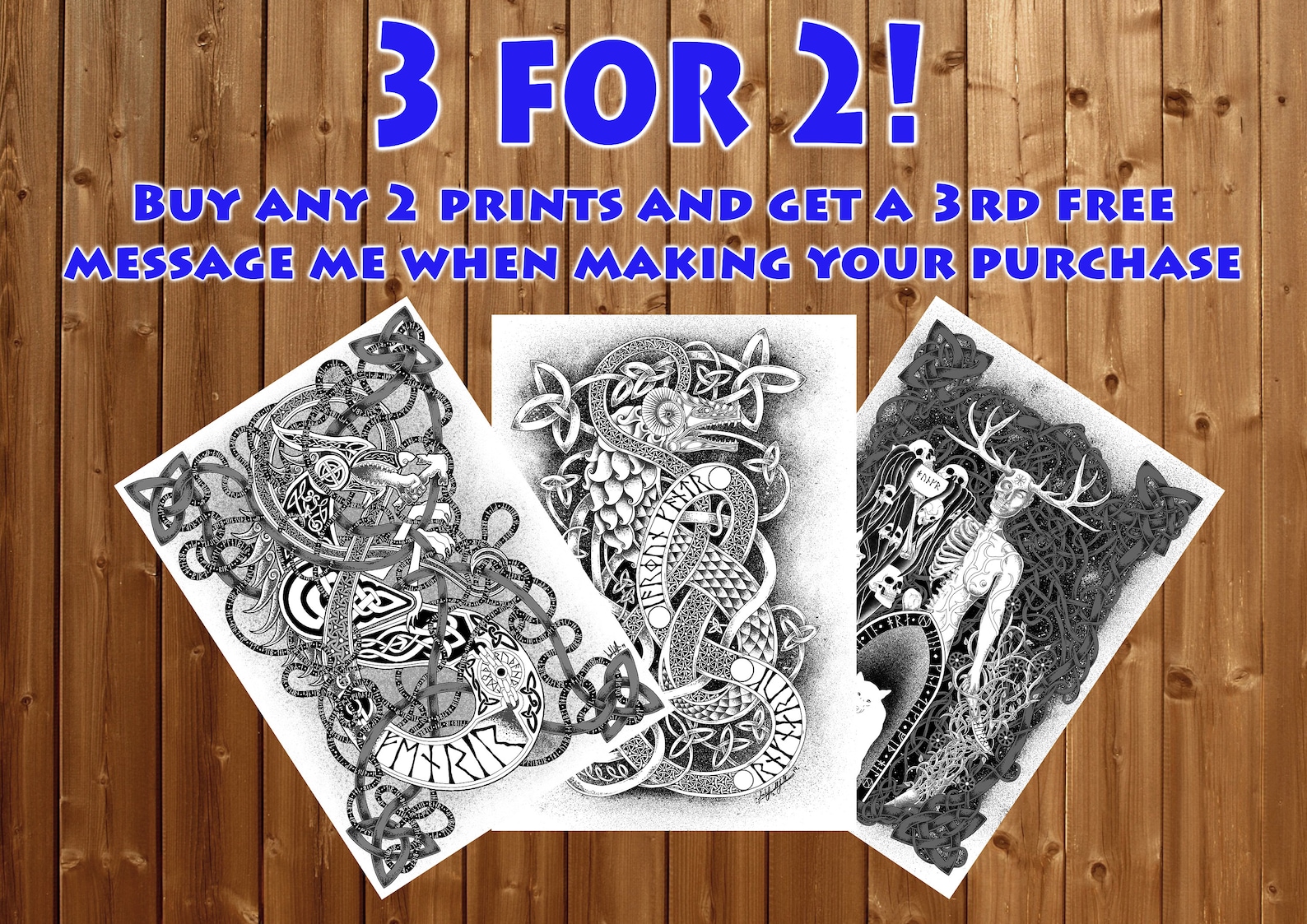 Fenrir the Famed Wolf Traditional Norse Knot-work Art - Etsy