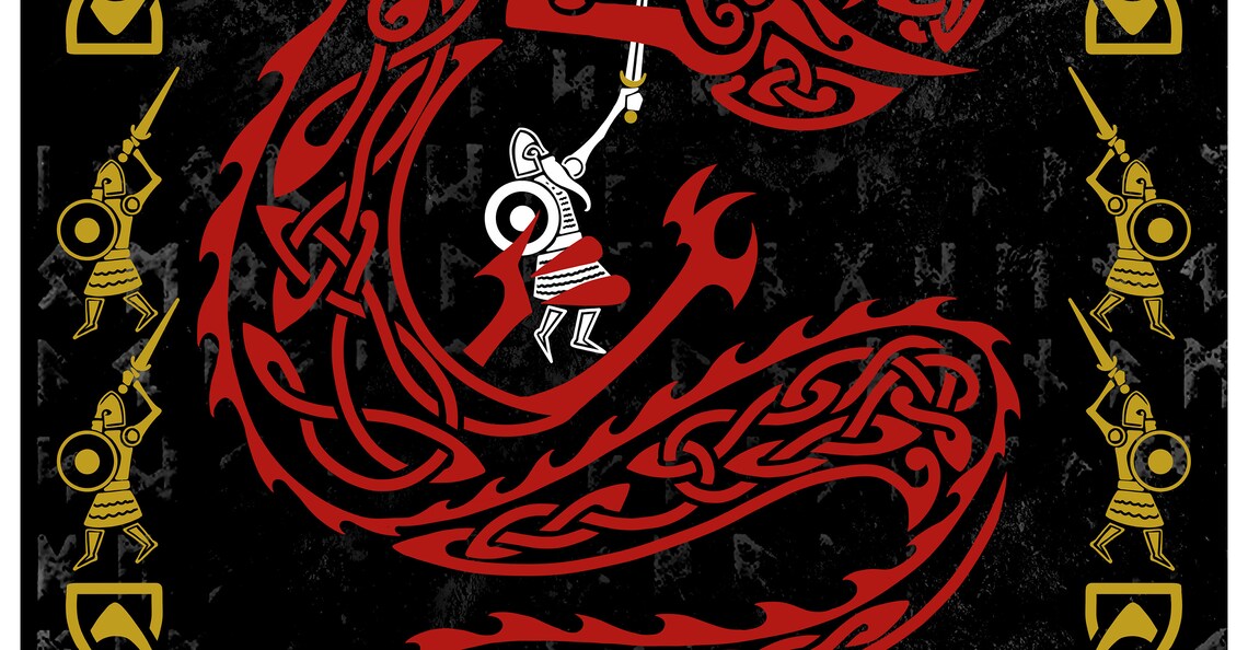 Beowulf Vs the Dragon Traditional Knotwork Art - Etsy