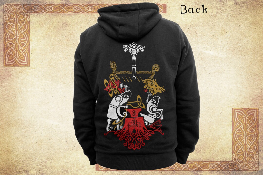 Brokkr and Sindri Hoodie Norse Viking Clothing Design on Back - Etsy