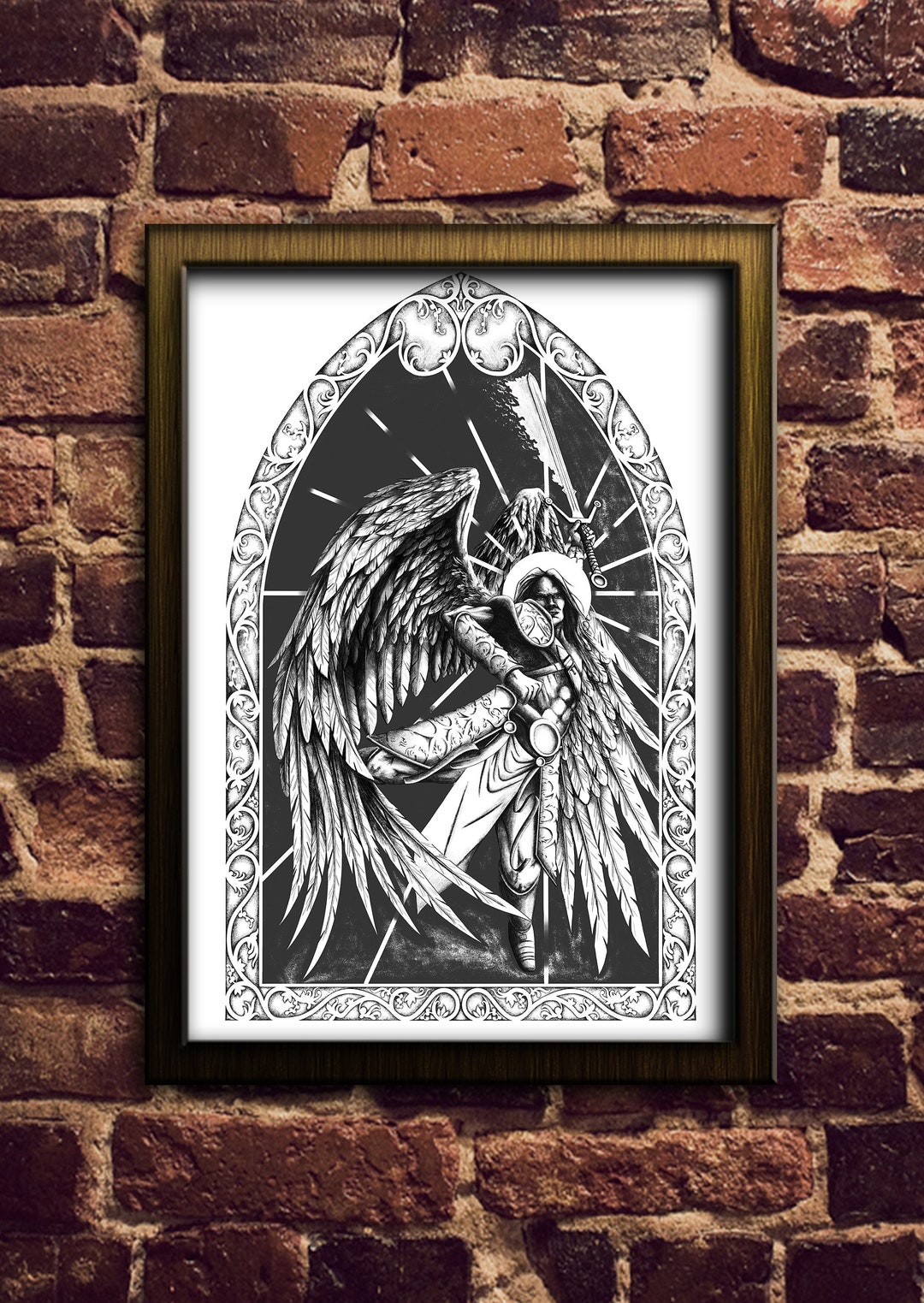 Archangel Saint Michael - Christian Art - Pencil Drawing Print - Etsy