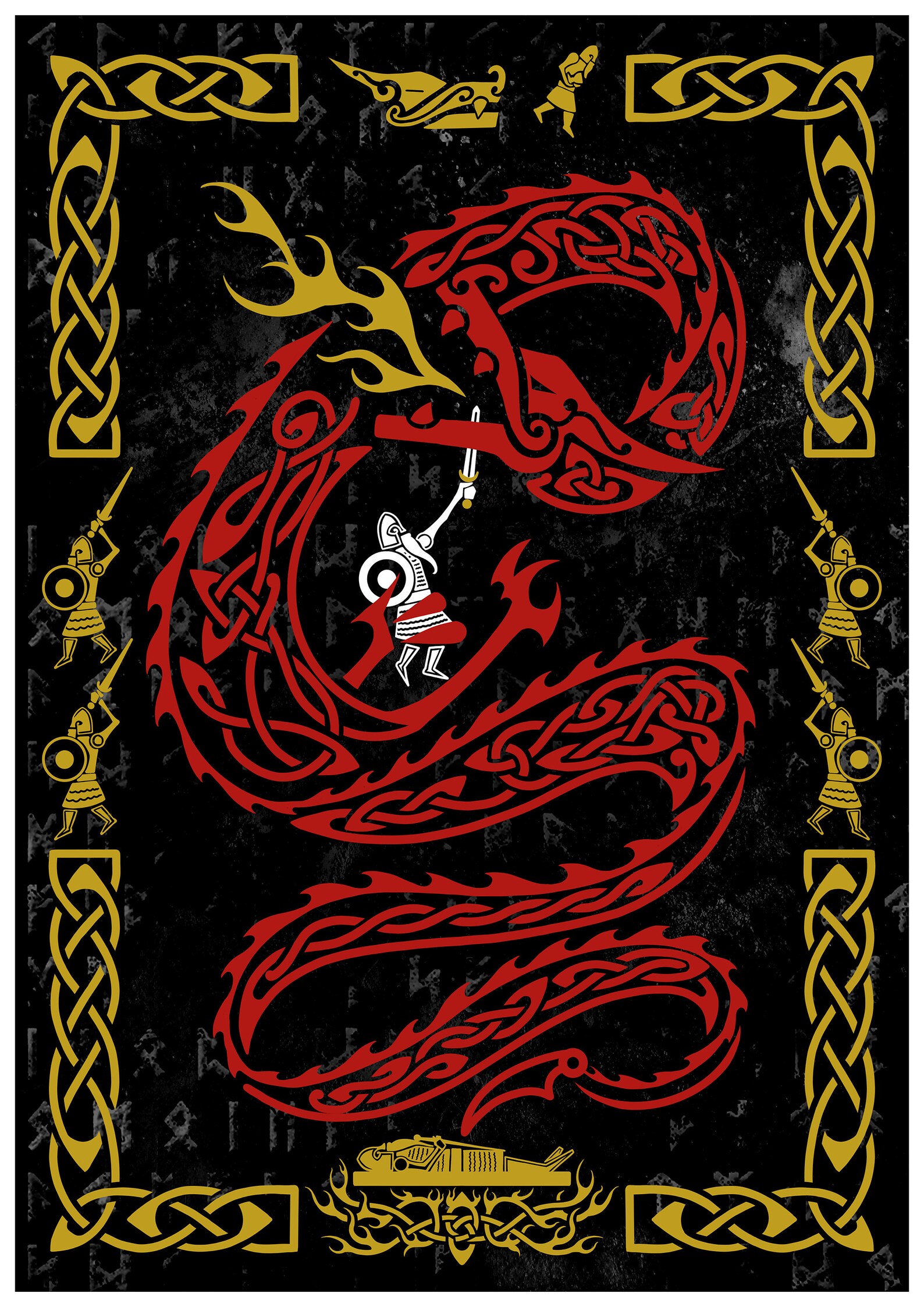 Beowulf Vs the Dragon Traditional Knotwork Art - Etsy