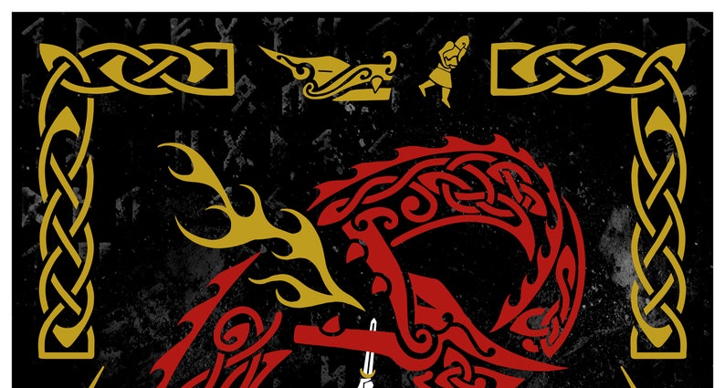 Beowulf Vs the Dragon Traditional Knotwork Art - Etsy