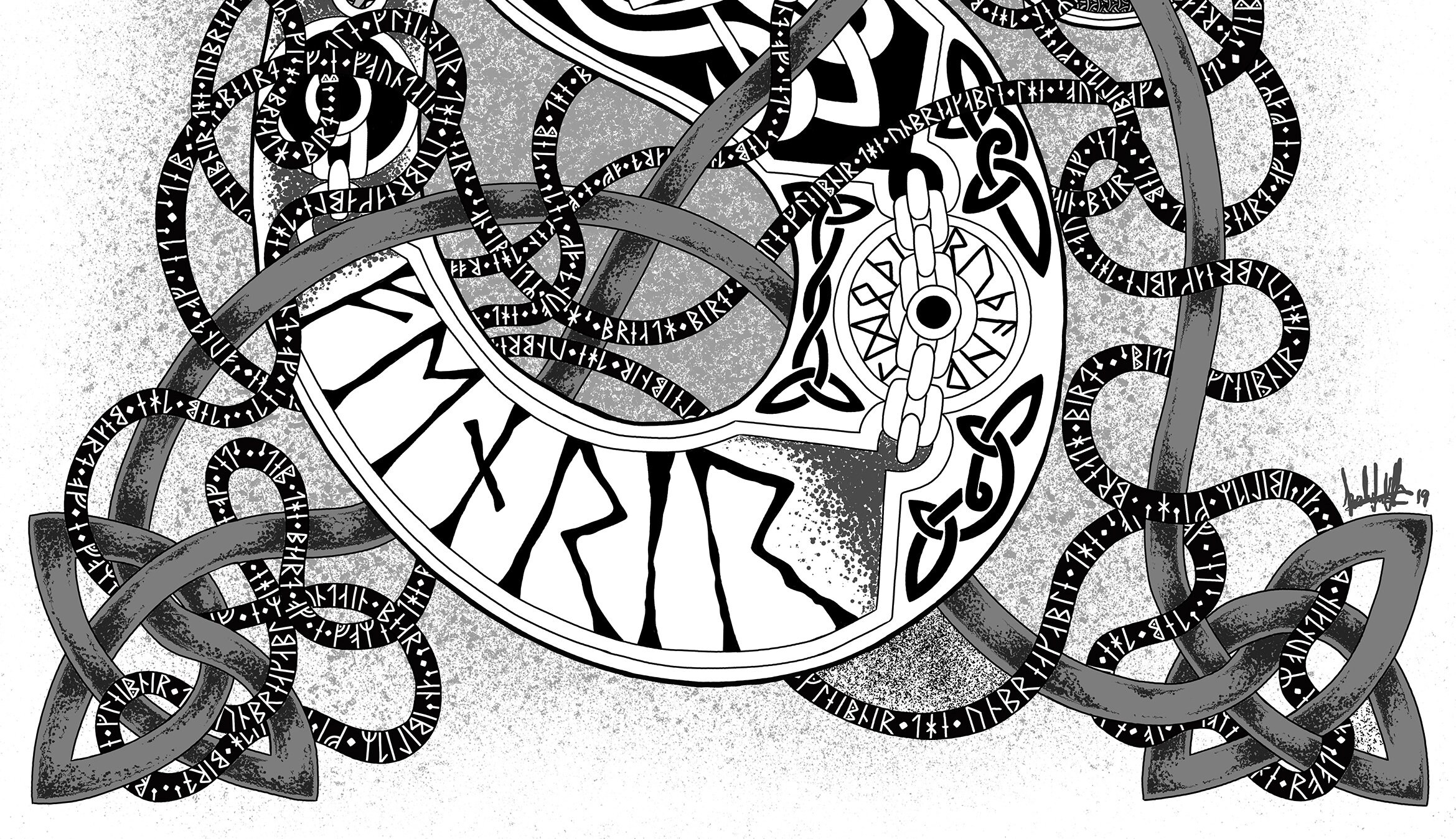 Fenrir the Famed Wolf Traditional Norse Knot-work Art - Etsy