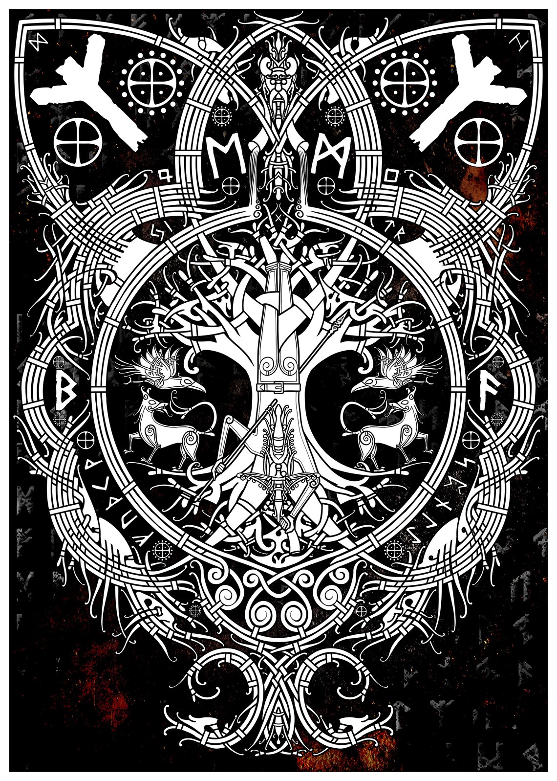 Odin Learning the Runes Print Inspired by Traditional Nordic - Etsy UK