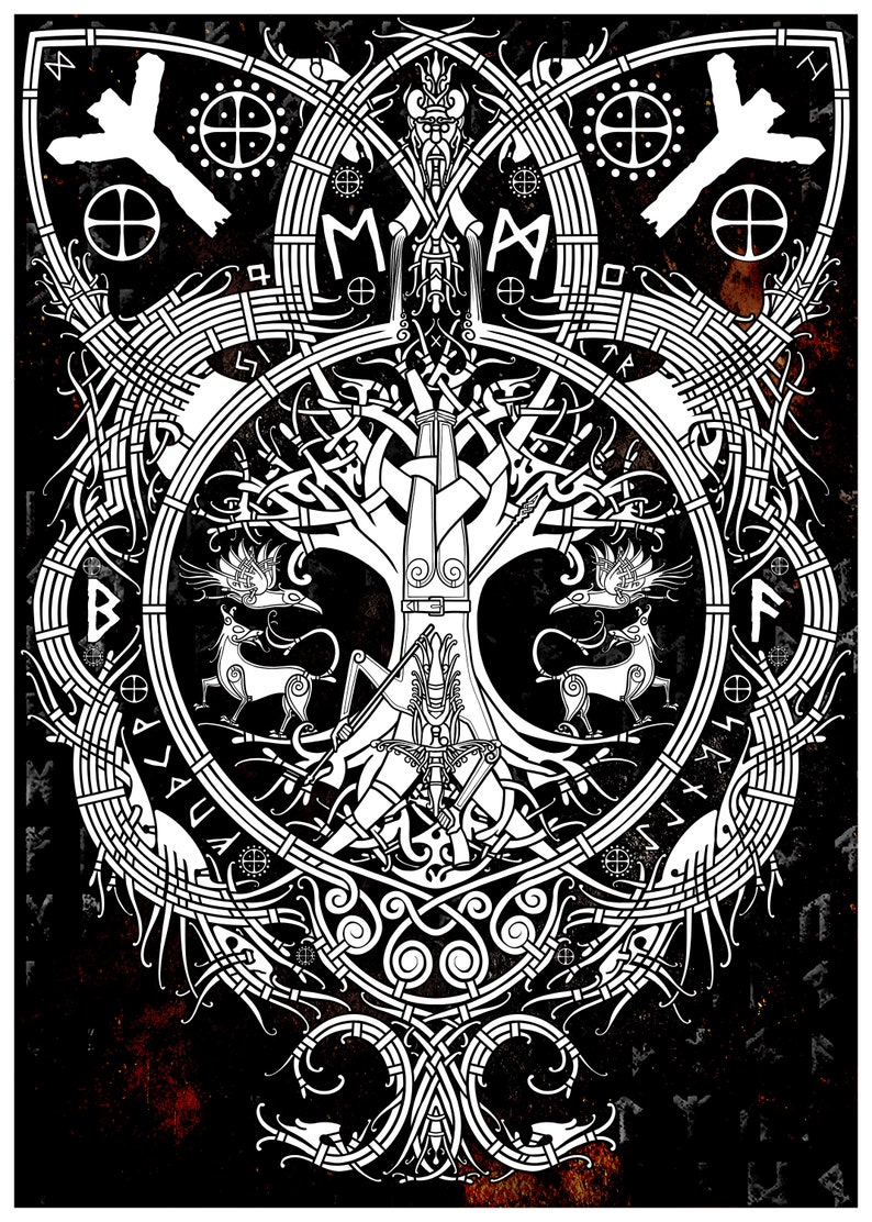 Odin Learning the Runes Print Inspired by Traditional Nordic - Etsy UK