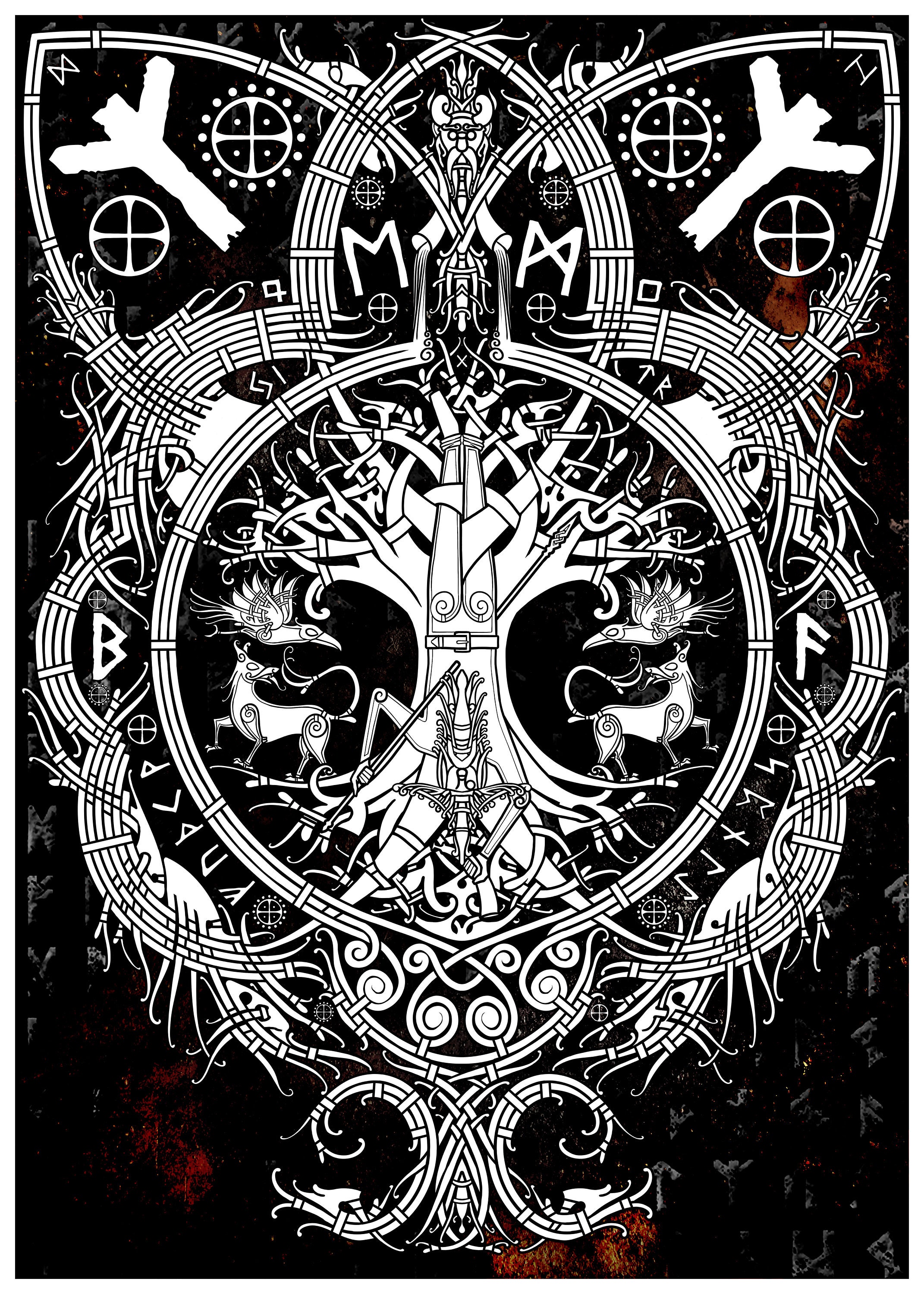 Odin Learning the Runes Print Inspired by Traditional Nordic - Etsy UK