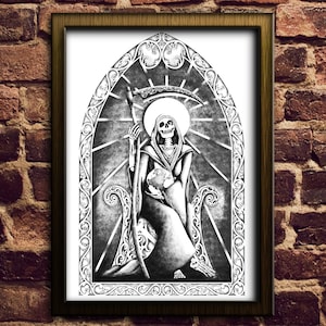 Santa Muerte - Christian Art - Pencil Drawing Print - Etsy