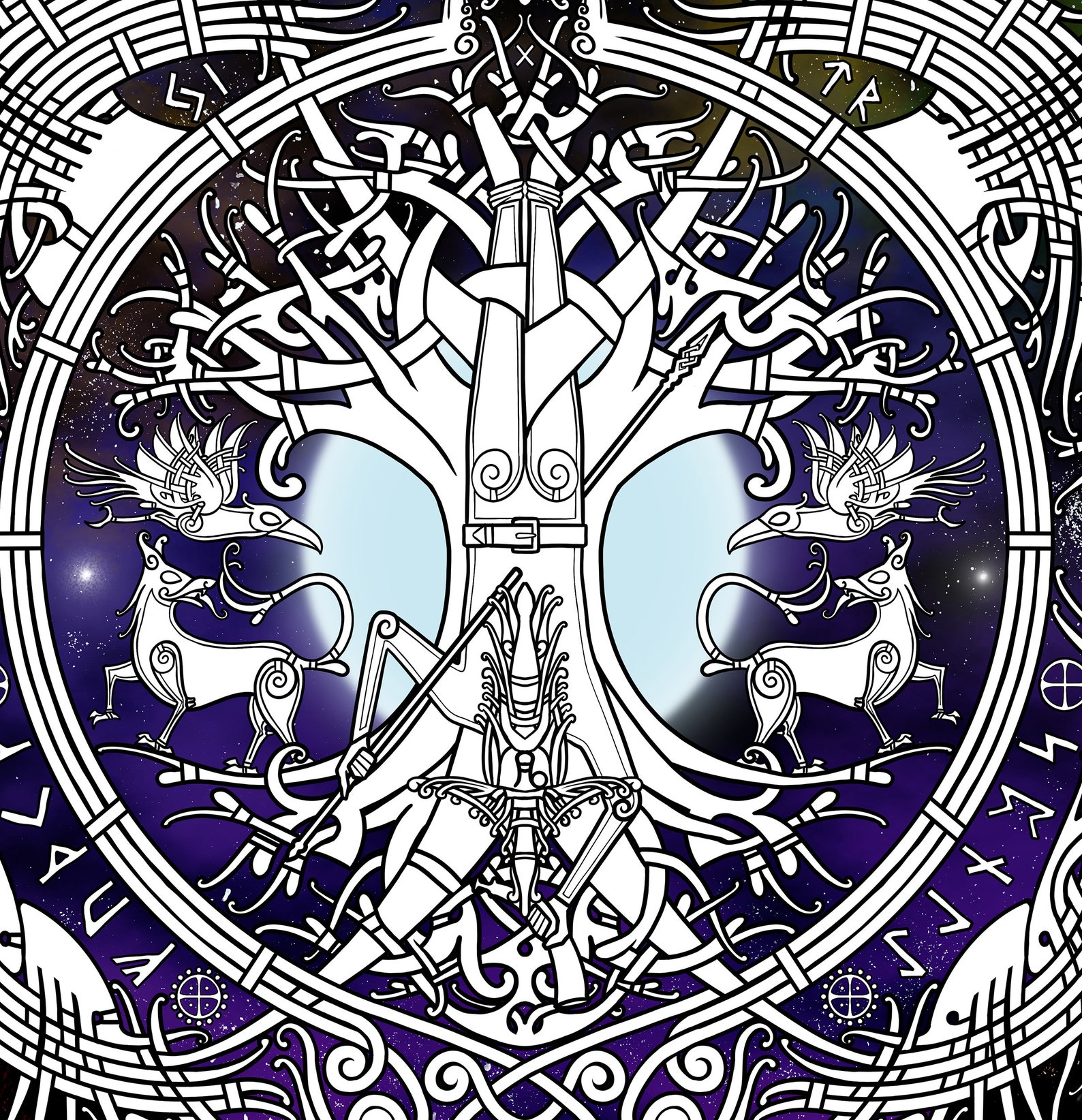 Odin Learning the Runes Print Night Variation Inspired by | Etsy UK