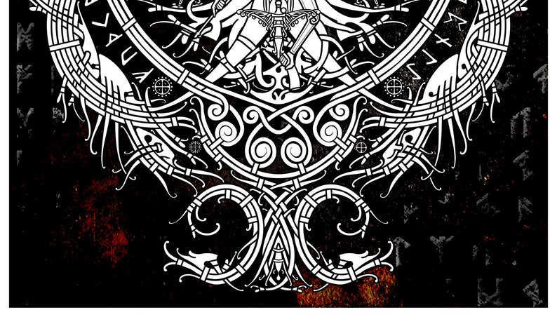 Odin Learning the Runes Print Inspired by Traditional Nordic | Etsy