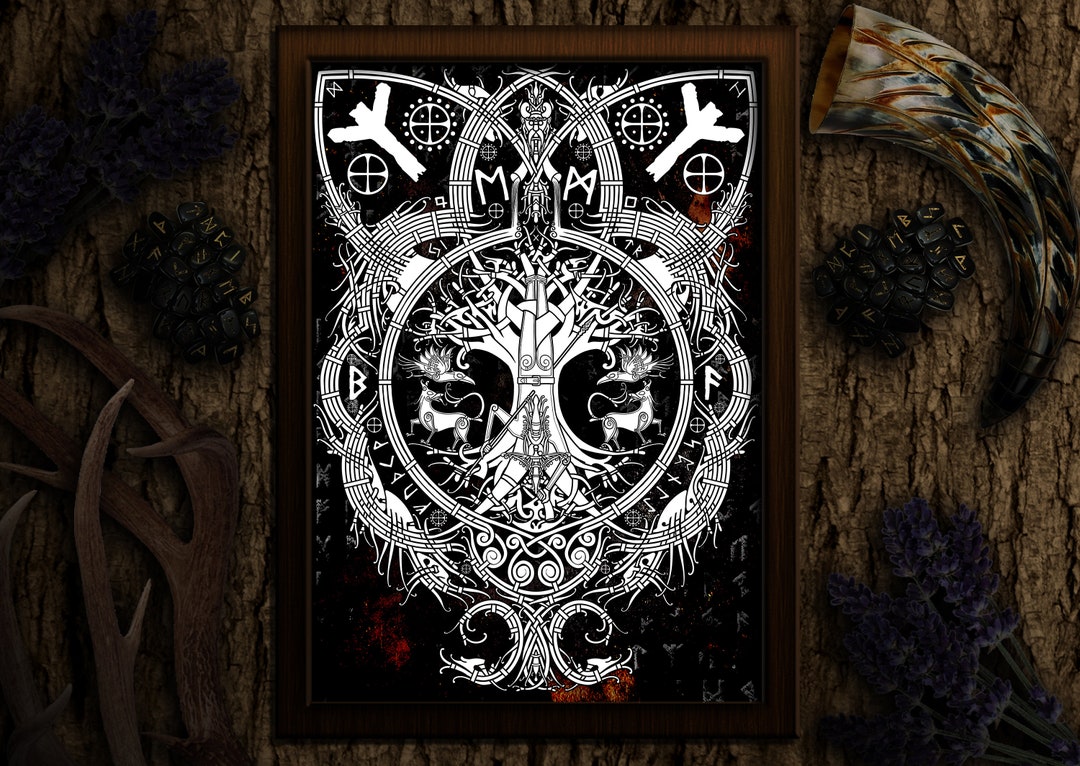 Odin Learning the Runes Print - Inspired by Traditional Nordic Artwork ...