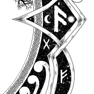 Odin Learning the Runes Print Inspired by Traditional Nordic | Etsy