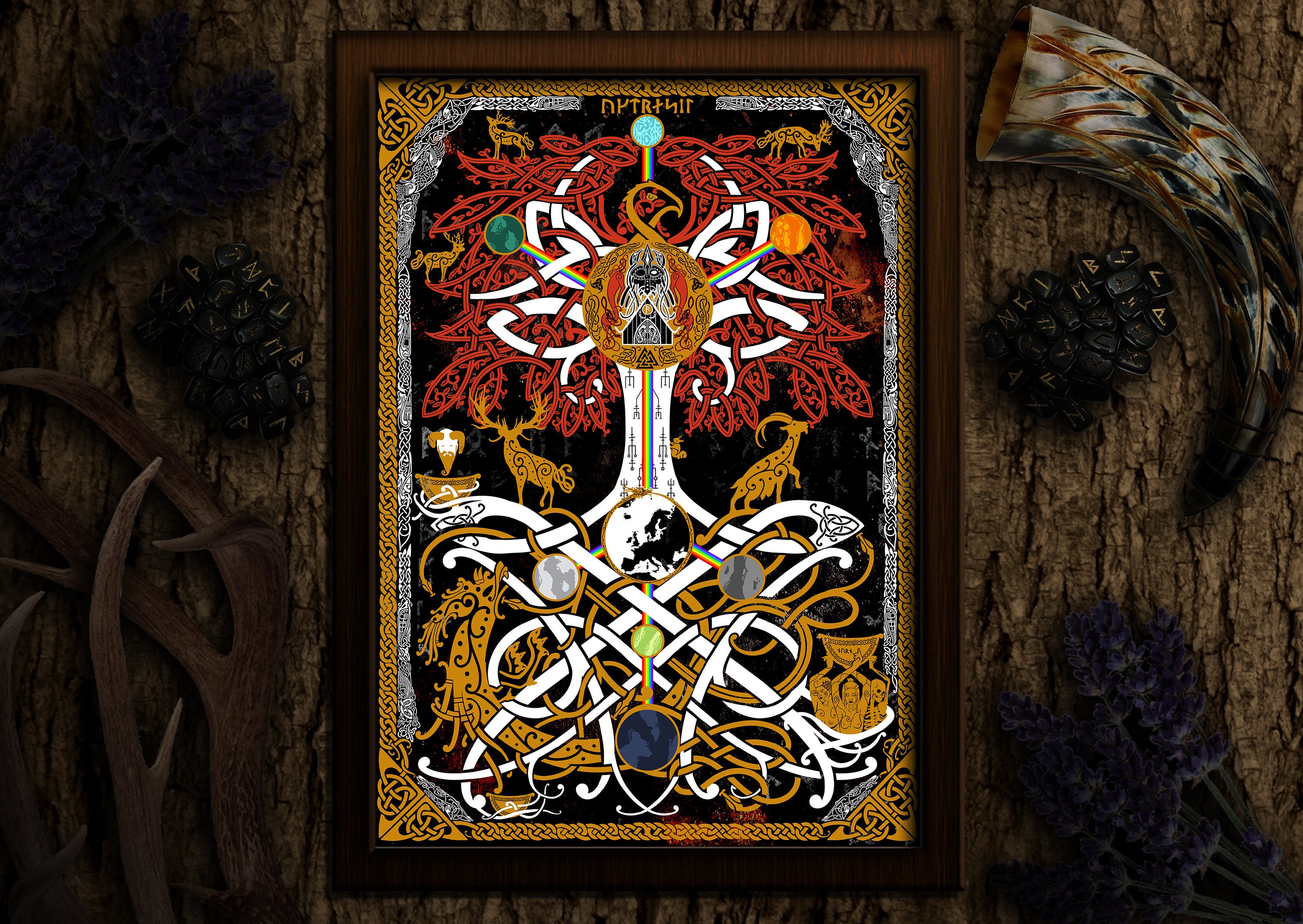 Yggdrasil and Creatures Traditional Norse Knotwork Art - Etsy