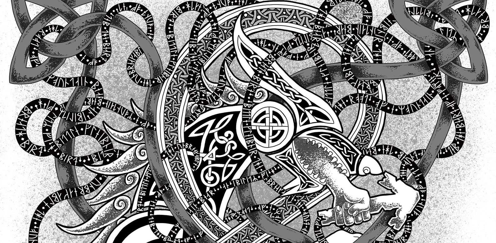 Fenrir the Famed Wolf Traditional Norse Knot-work Art - Etsy