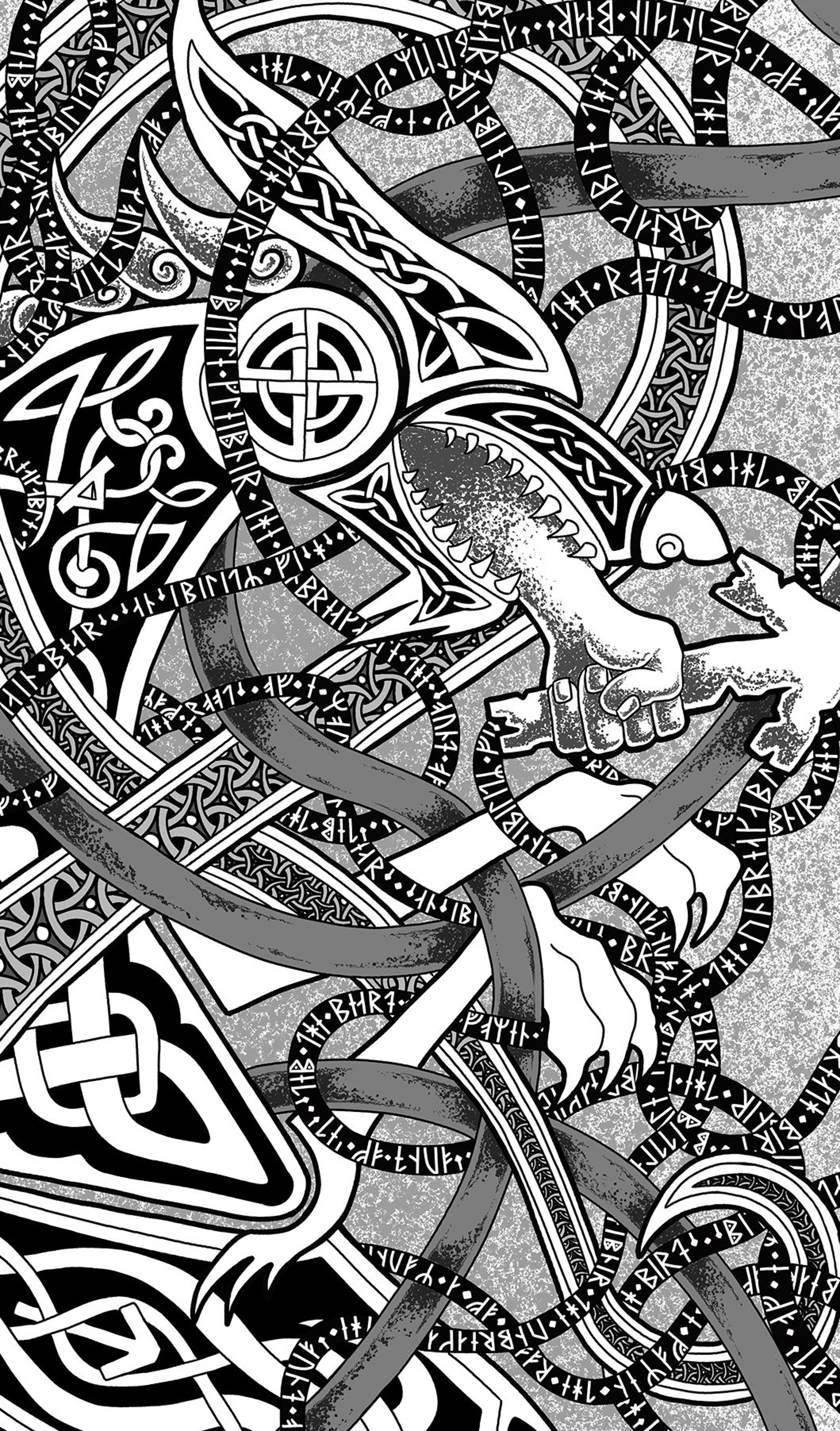 Fenrir the Famed Wolf Traditional Norse Knot-work Art - Etsy