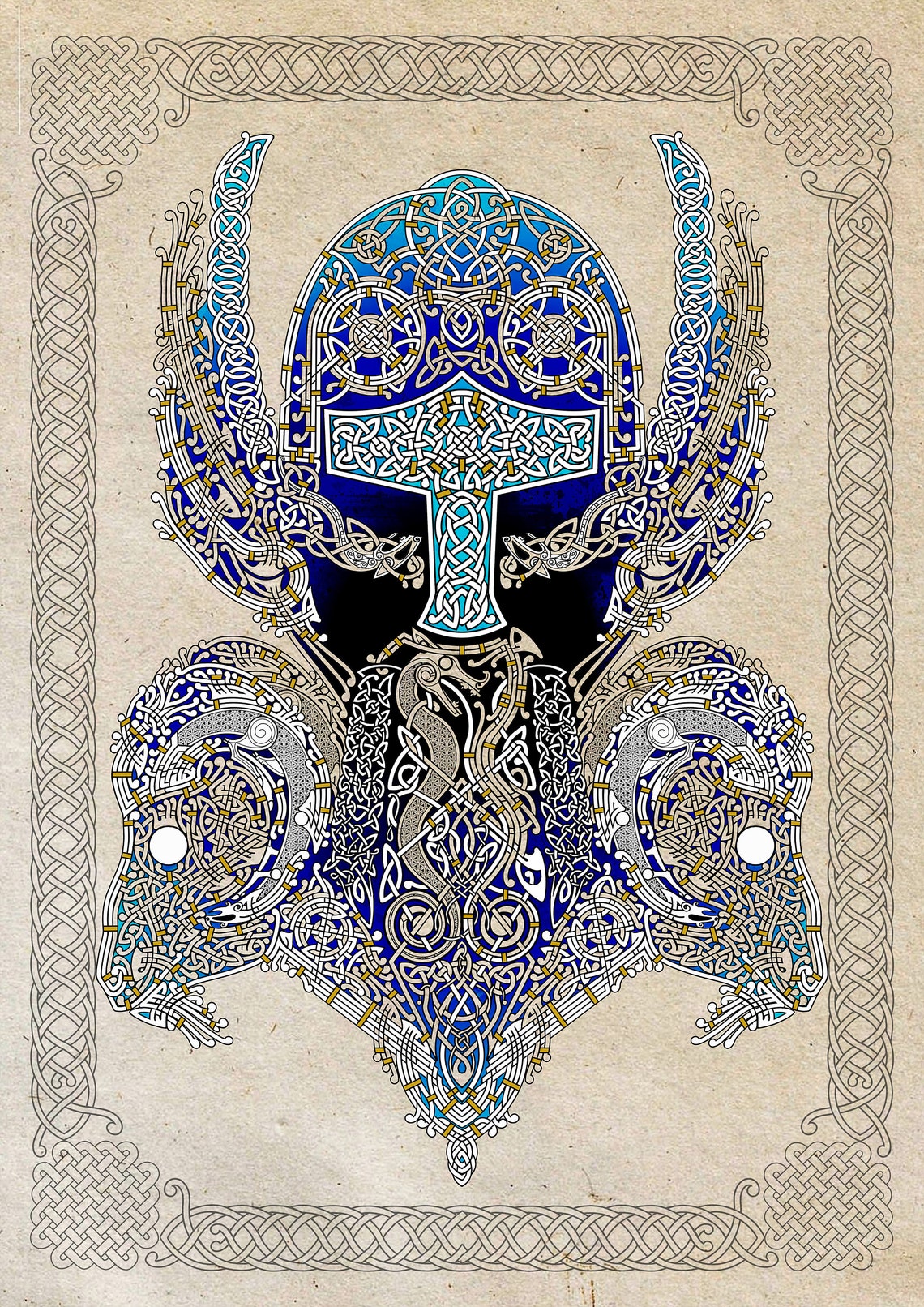 Thor Viking God of Thunder Traditional Norse Knot-work Art - Etsy