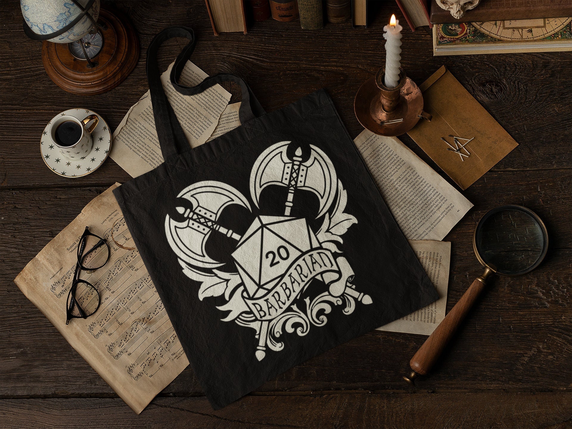 Black Tote Bags With D&D Class Symbols | Set of 12 Unique Designs ...