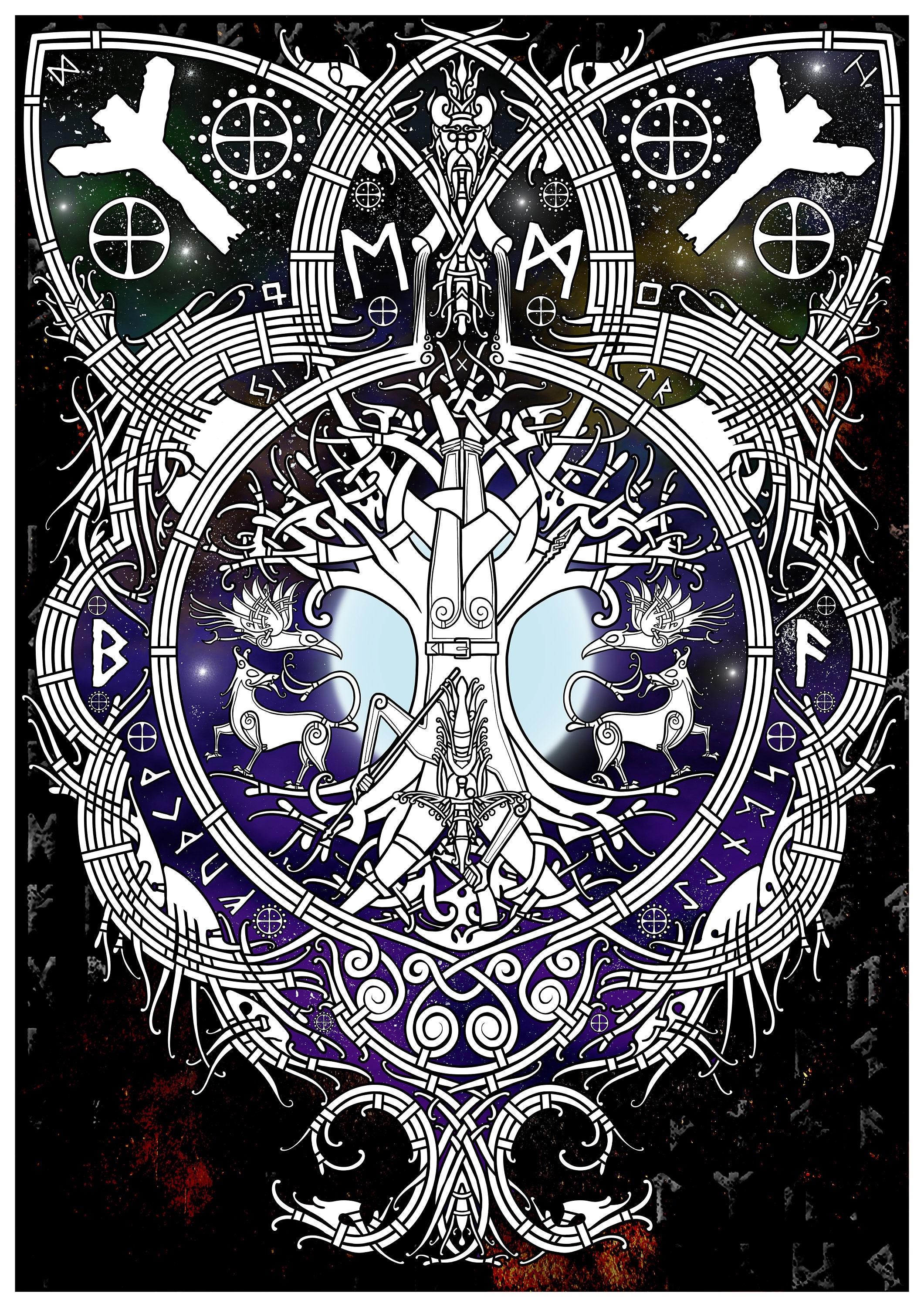 Odin Learning the Runes Print Night Variation Inspired by | Etsy UK