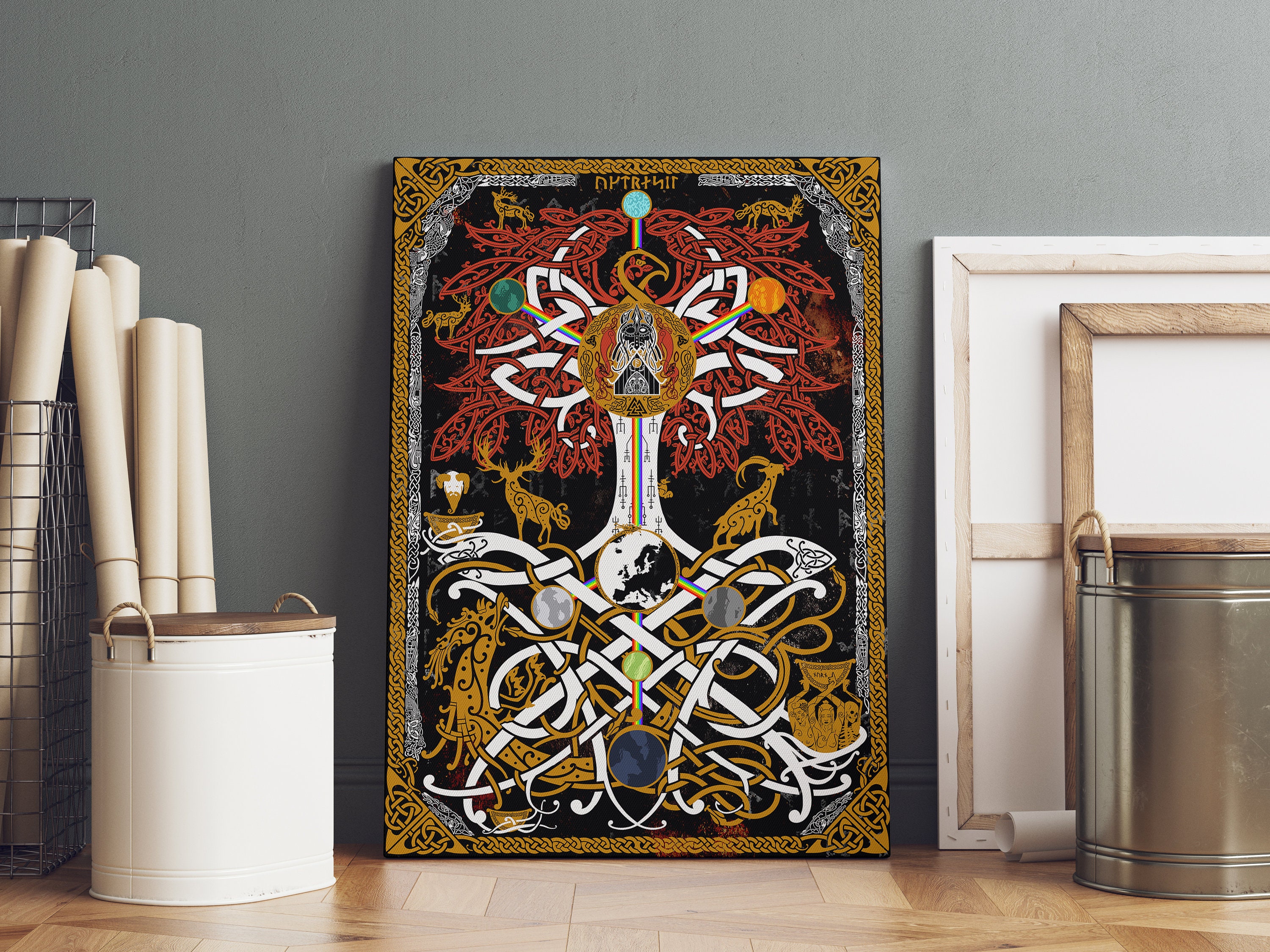 Yggdrasil and Creatures - Traditional Knotwork Art Coloured - Norse ...
