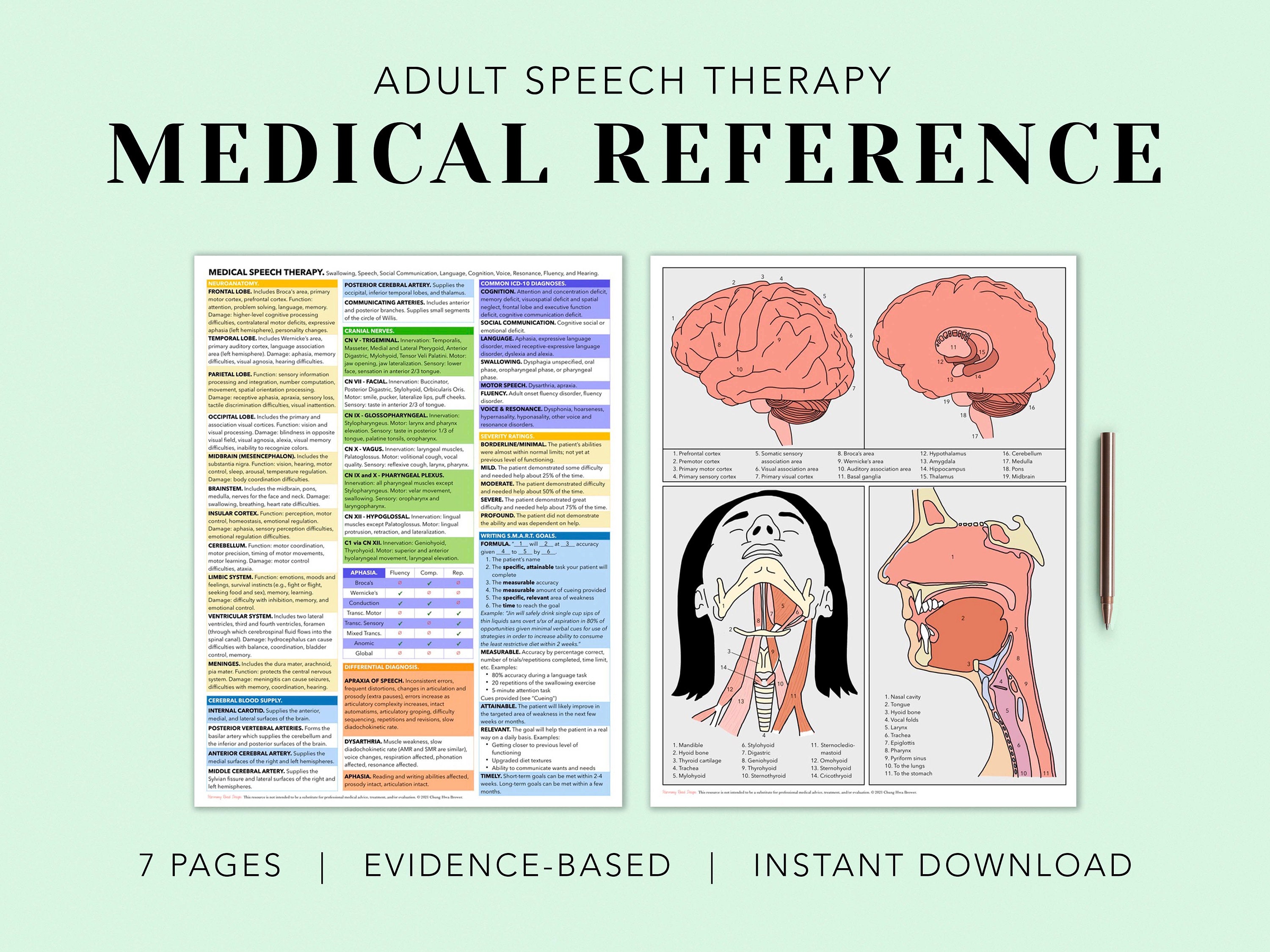 Medical Speech Therapy Reference Chart PDF Adult Speech | Etsy Canada