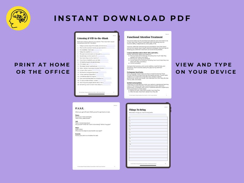 The Attention Workbook PDF Evidence-based Worksheets Materials for ...