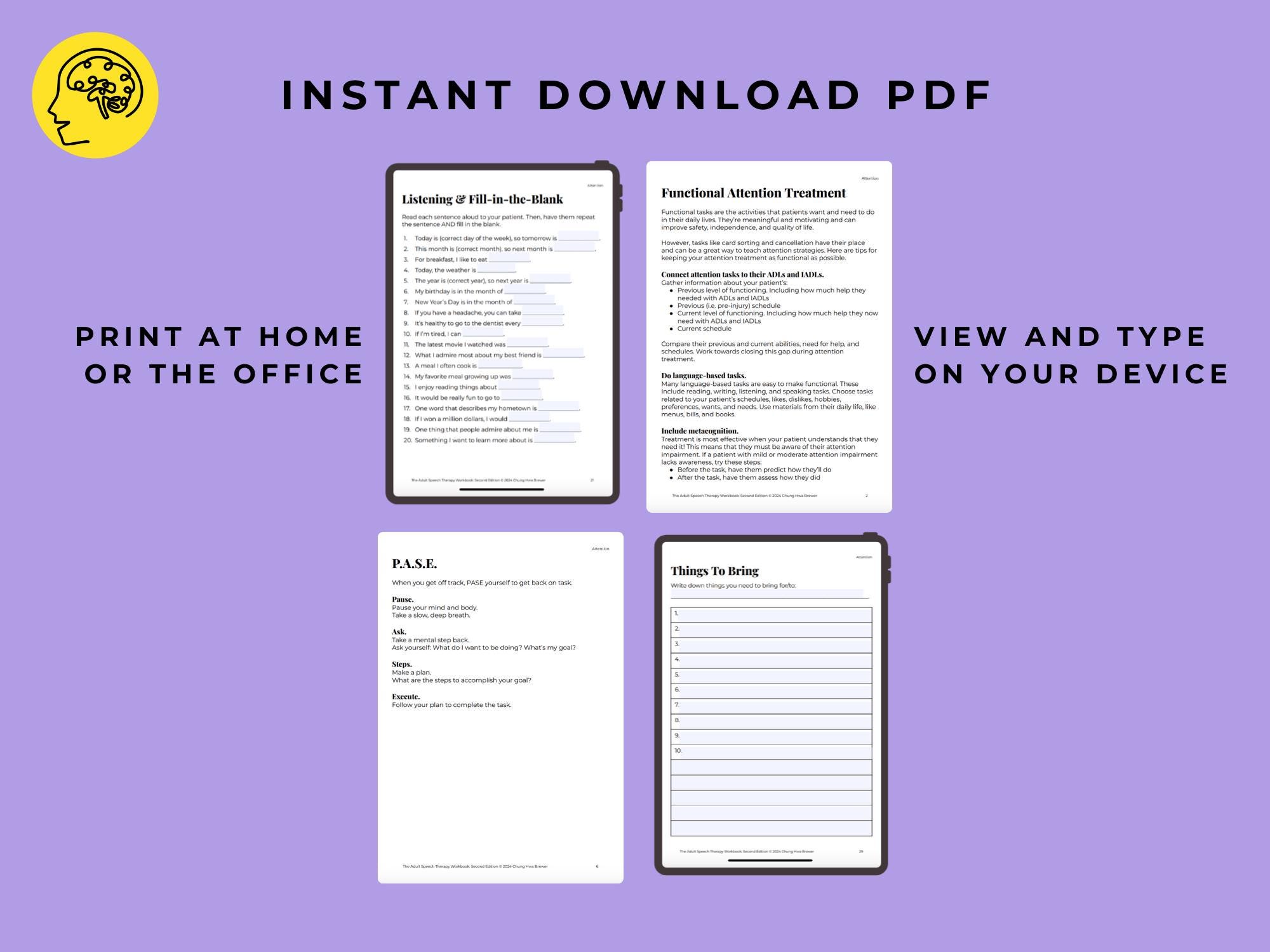 The Attention Workbook PDF Evidence-based Worksheets Materials for ...