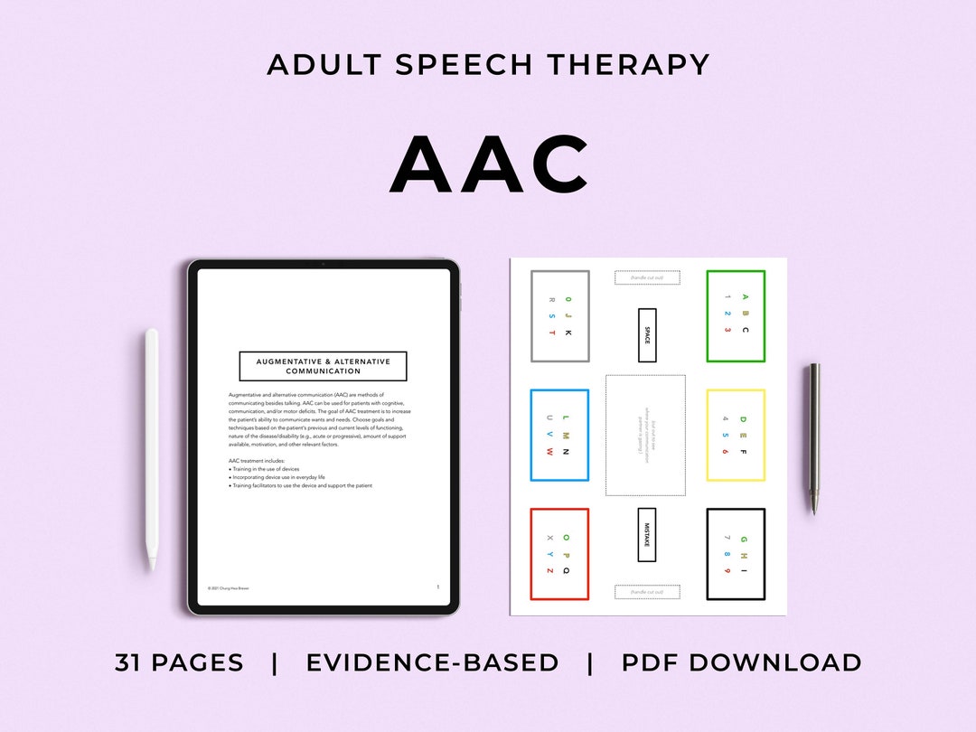 AAC Pack, Adult AAC Boards, Printable, Patient Handouts, Worksheets ...