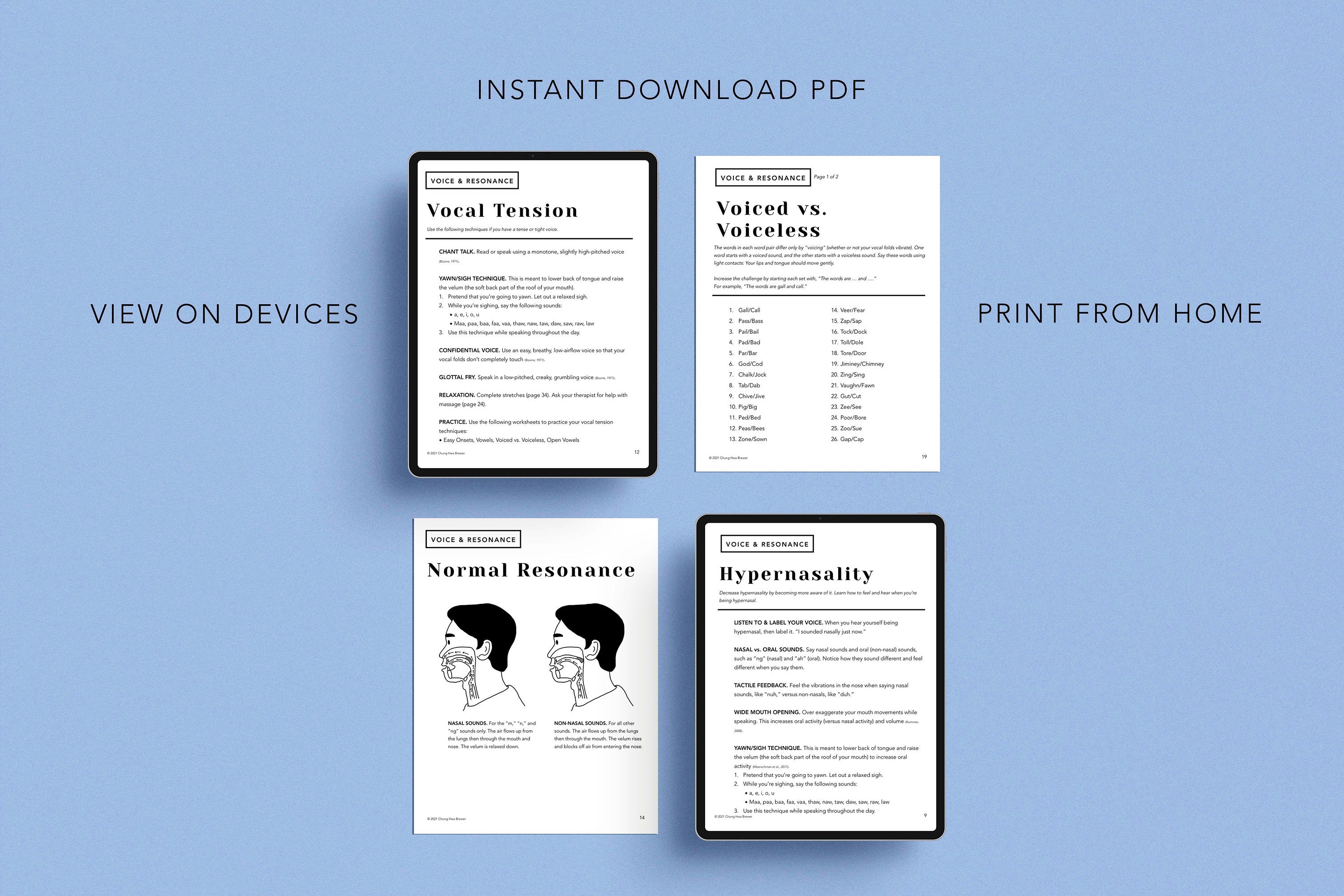 Voice and Resonance Pack PDF Patient Handouts Worksheets | Etsy Australia
