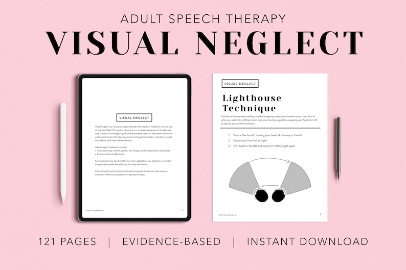 Visual Neglect Pack PDF Patient Handouts Worksheets Etsy