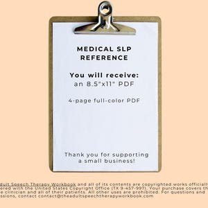 Medical SLP Reference Chart PDF Speech Therapy Study Guide and Cheat ...