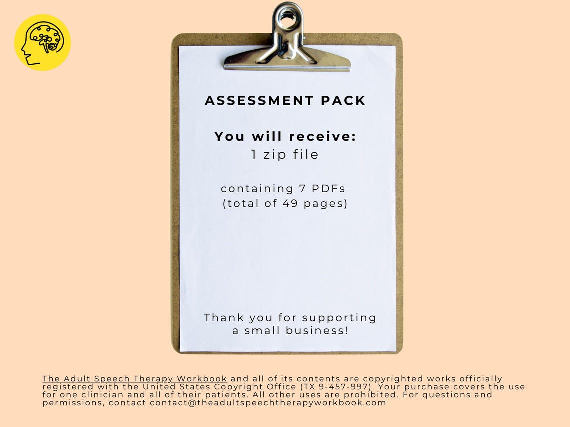 The Adult Speech Therapy Assessment Pack PDF, Informal Speech and ...