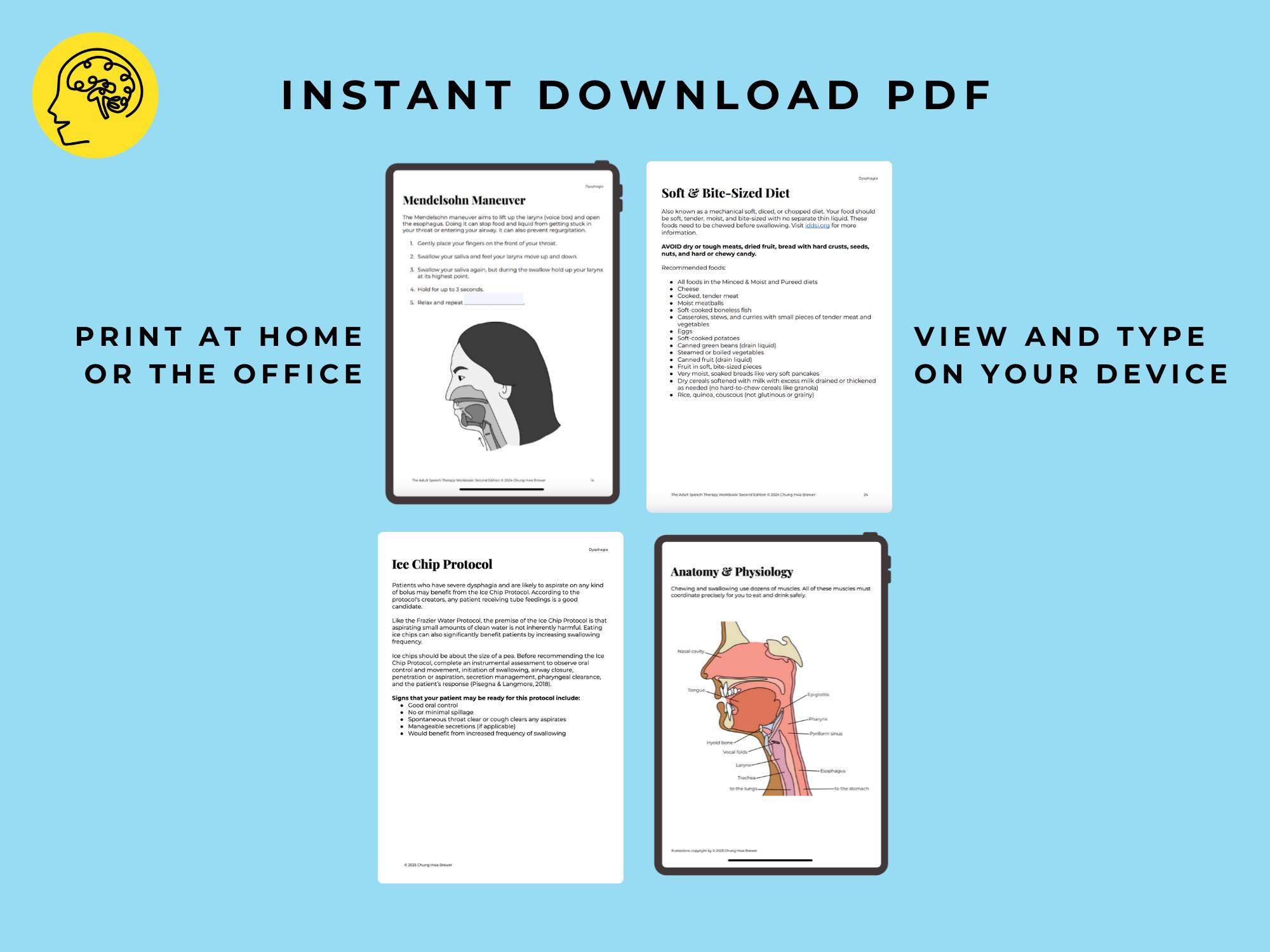 The Dysphagia Workbook PDF Swallowing Exercises With Pictures Handouts ...