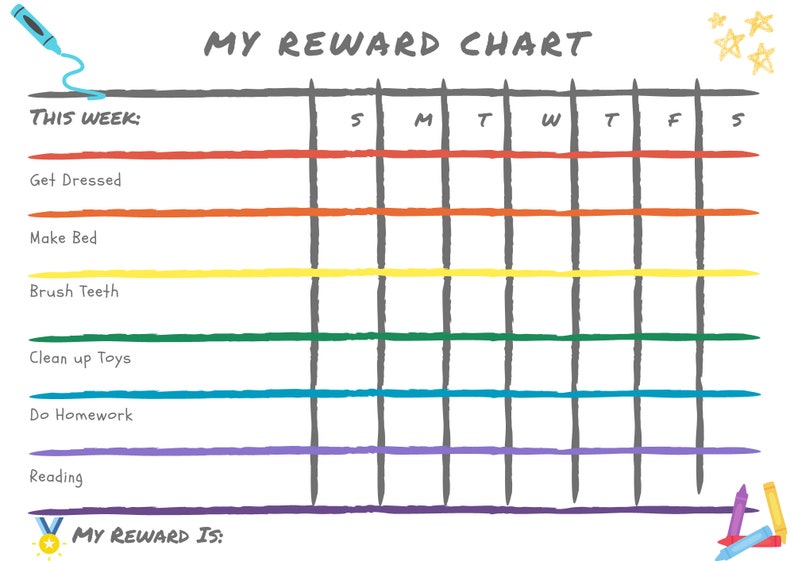 Customizable Colorful Reward Chart Digital Download - Etsy