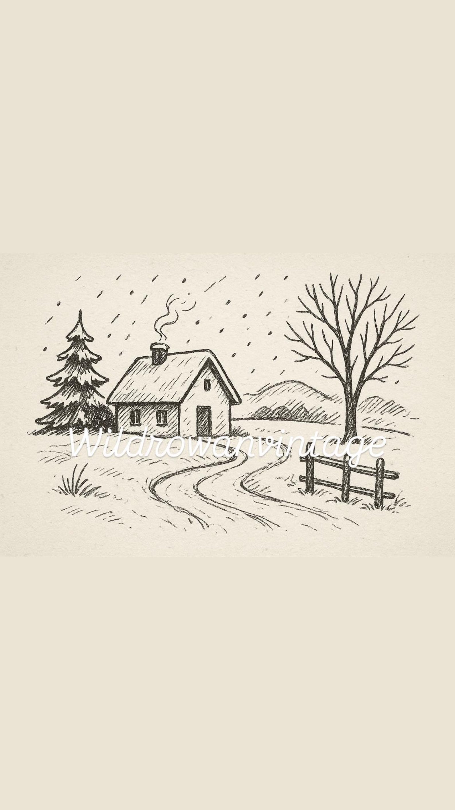 Winter Scene | Digital Download | Simple Country Scene - Etsy