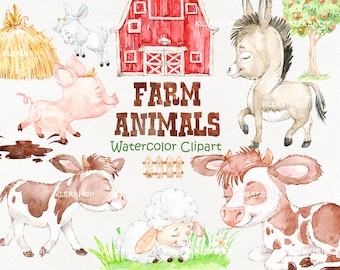 Watercolor watercolour insect farmer png farm animals clipart nature ...