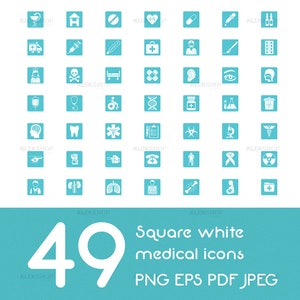 Square Medical White Icons Collection/digital File/icon Set/personal ...