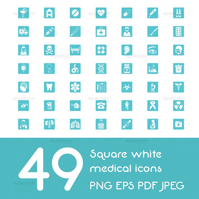 Square Medical White Icons Collection/digital File/icon - Etsy