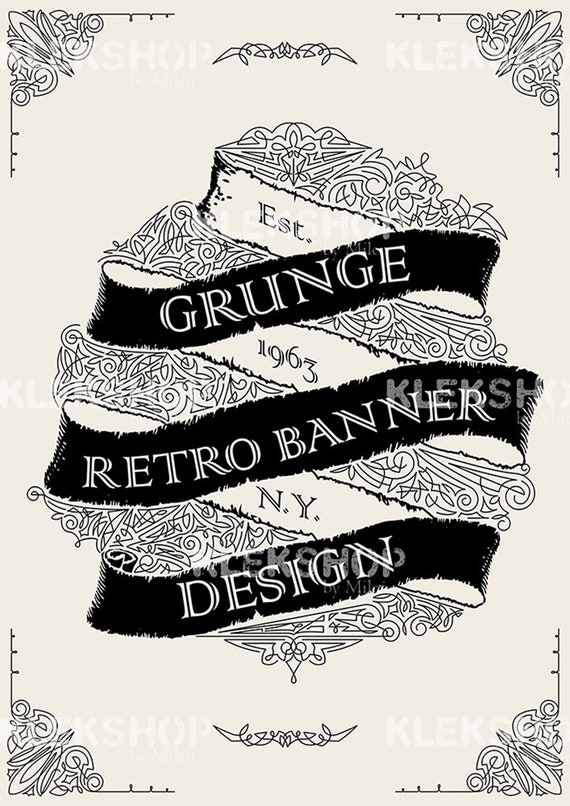 Label Swirl Banner Ornate Elementvintage Designswirly Floral - Etsy