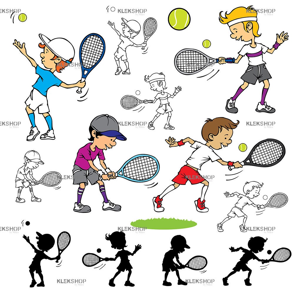 Kids Playing Tennis Clipart