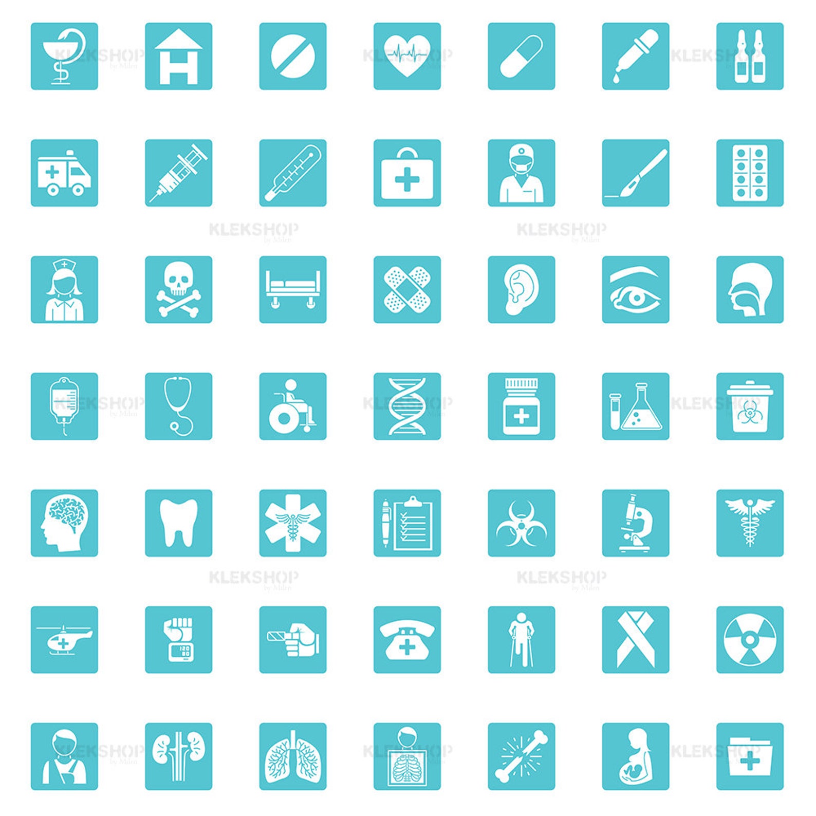 Square Medical White Icons Collection/digital File/icon - Etsy