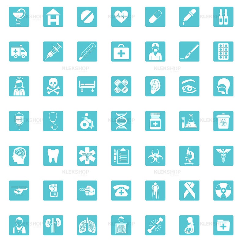 Square Medical White Icons Collection/digital File/icon - Etsy