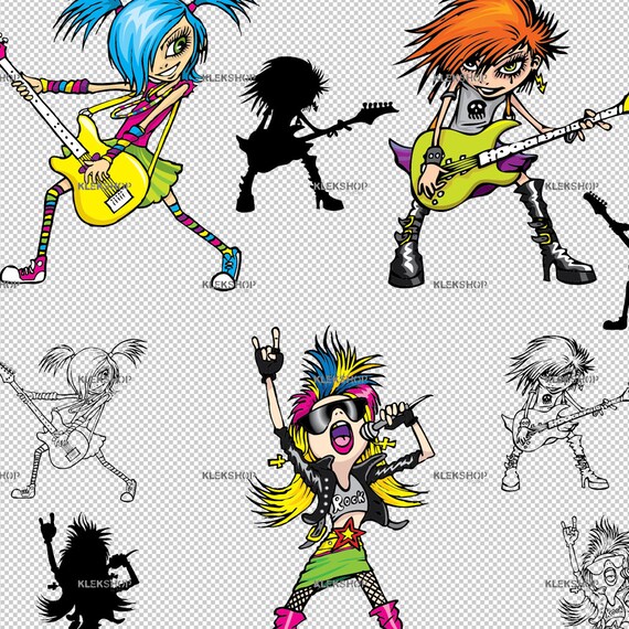 Girl Rock Band Music Clip Art