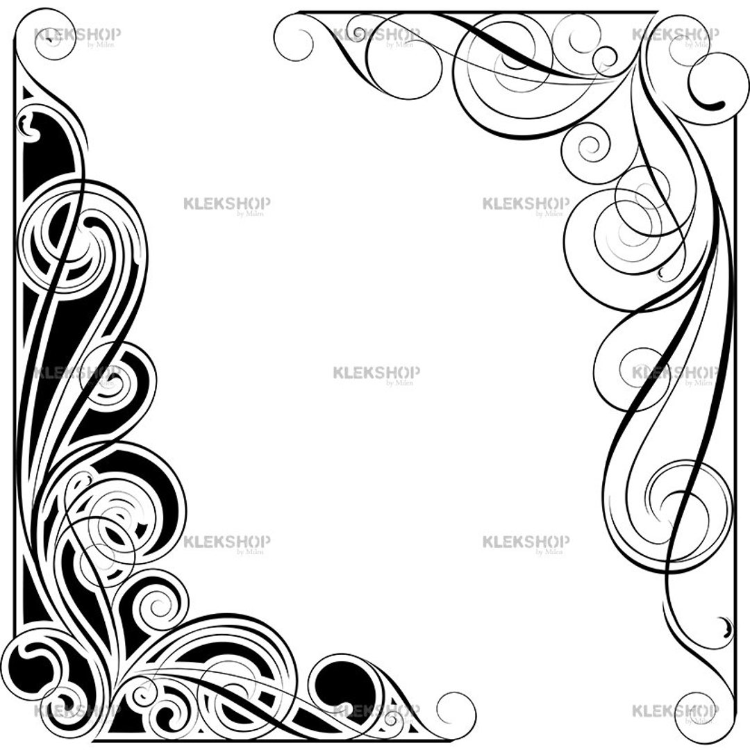 Decorative Corner Floral Swirl Abstract Design/wall Decor Element ...