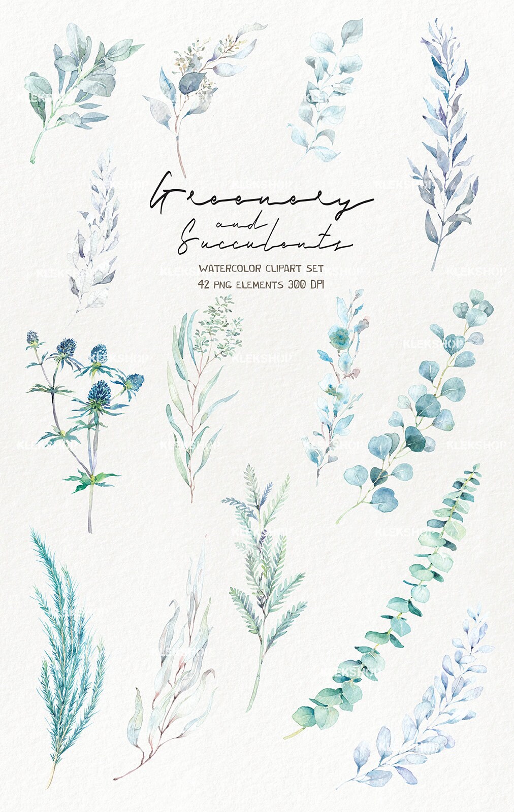 Watercolor Greenery Clipart Forest Leaves Clipart Branches | Etsy