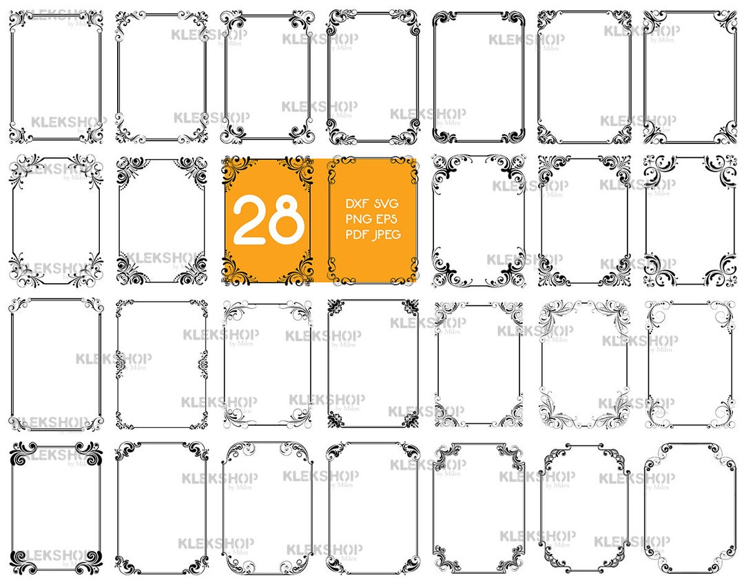 Marco SVG Rectángulo Marcos SVG Remolino Marcos SVG Marcos - Etsy México