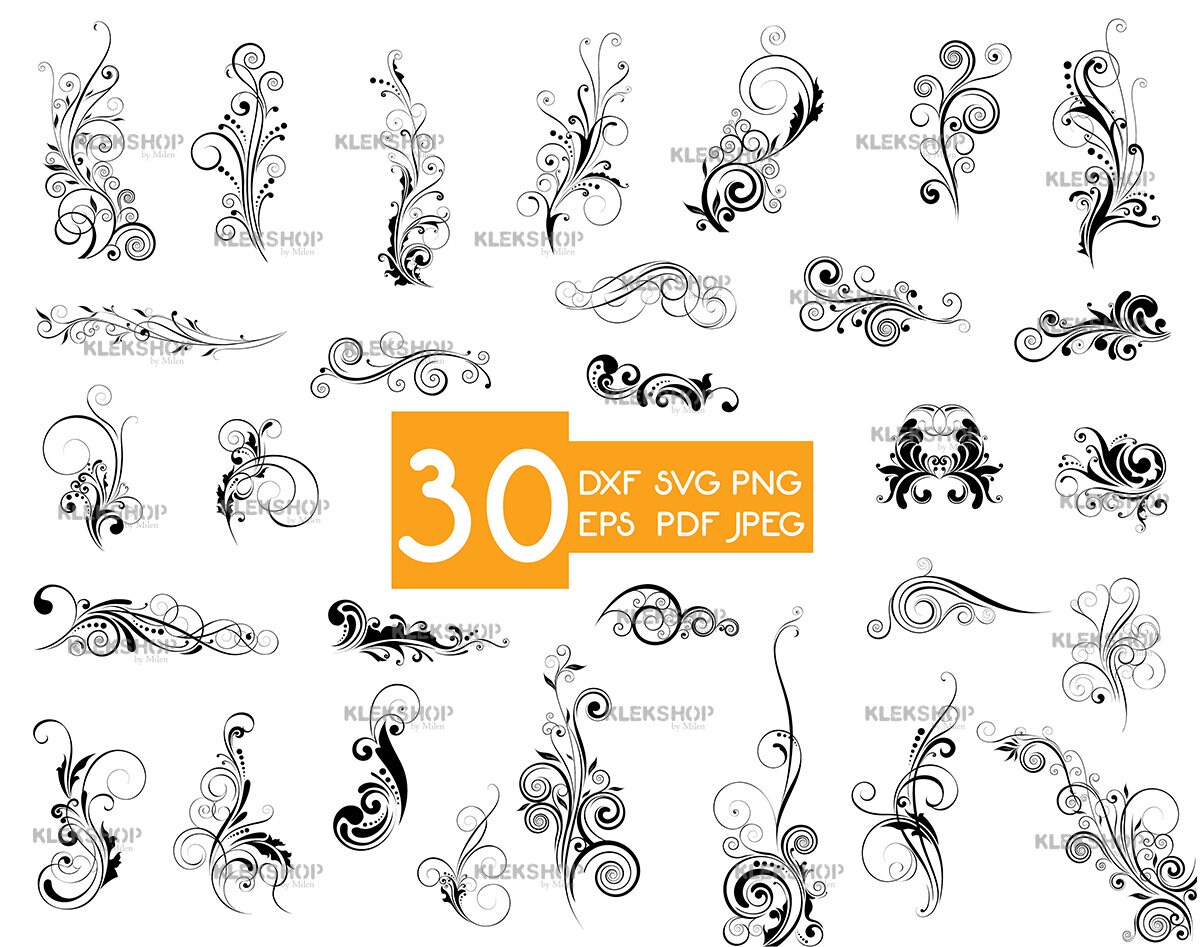 SWIRLS BUNDLE SVG Swirls Svg Decorative Vine Ornaments Vine Svg Clipart ...